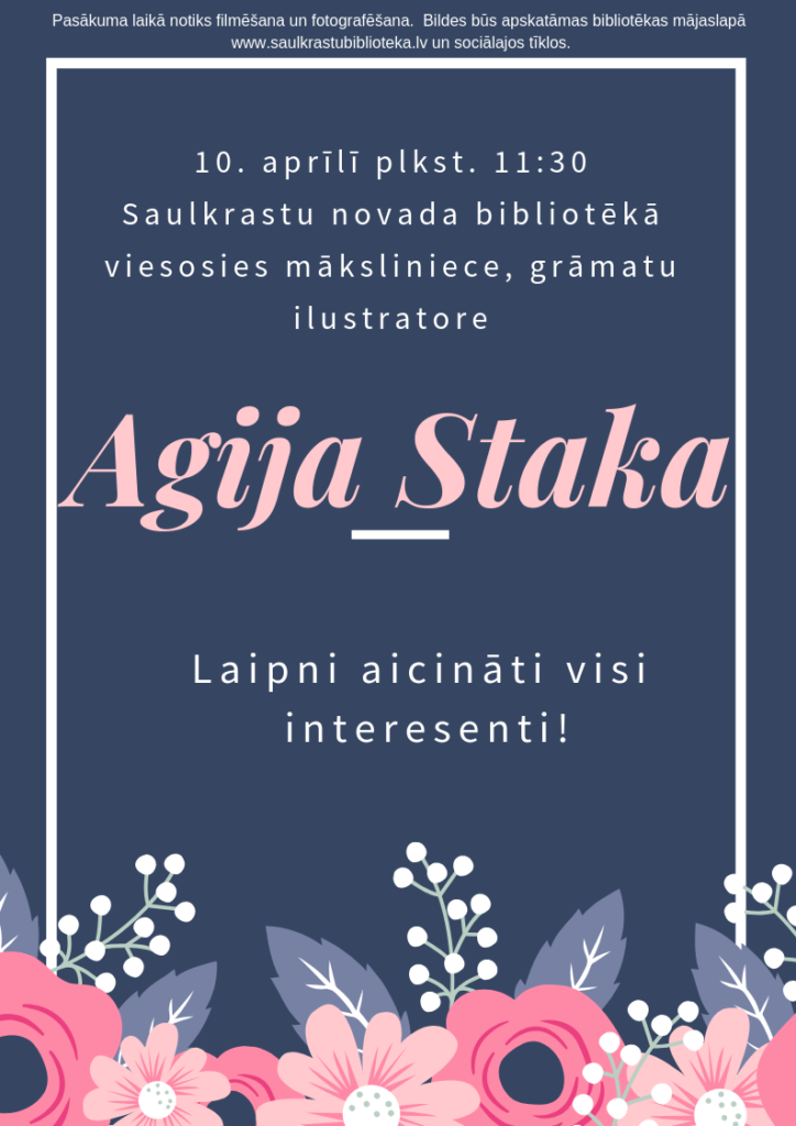 Saulkrastu novada bibliotēkā viesosies grāmatu ilustratore Agija Staka ...